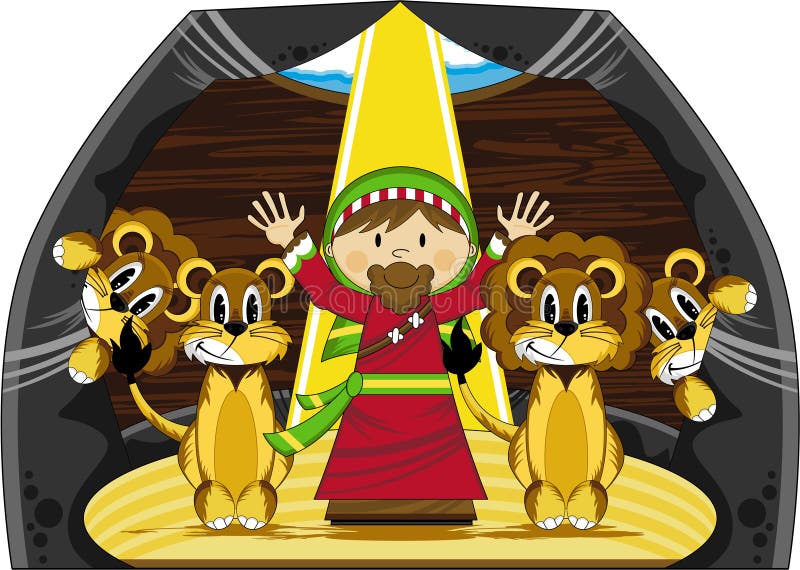Daniel in the Lions Den Cartoon Stock Vector - Illustration of heritage ...