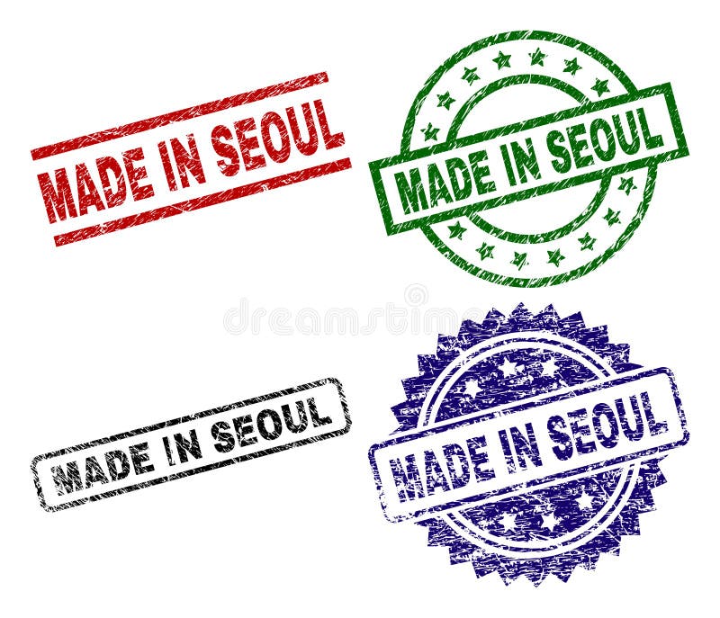 Danificado Textured FEITO Em Selos Do Selo De SEOUL Ilustração do Vetor ...