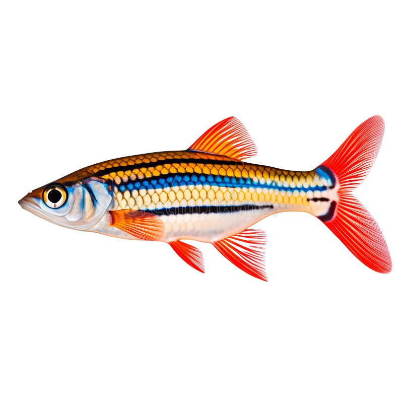 Danio Fish Isolated on White or Transparent Background. Close-up of Colorful Fish, Side View ...