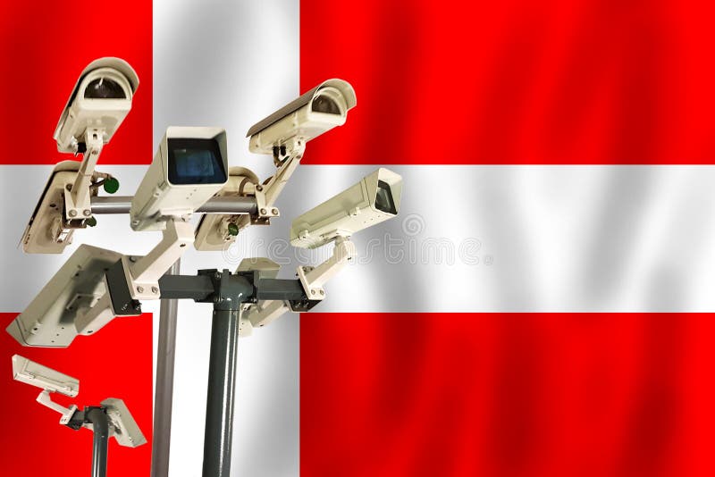 Danish CCTV Camera on the Flag of Denmark Surveillance, Security ...