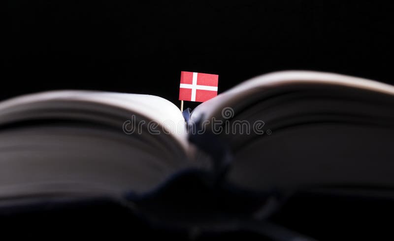 Danish Flag with EU Flag on a Tree Stump Isolated Stock Photo - Image ...