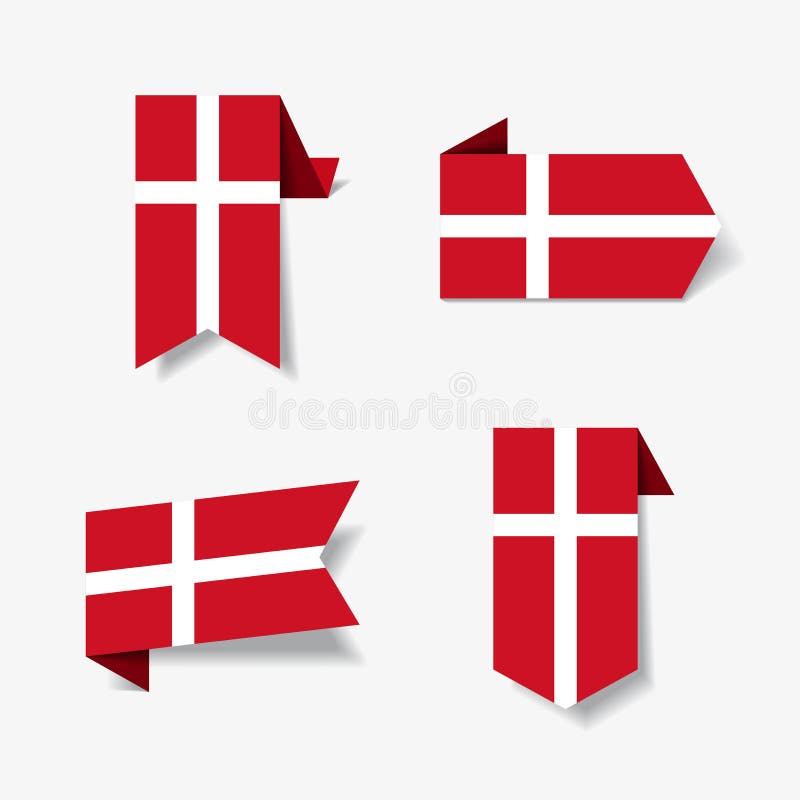 Danish Flag Stickers and Labels. Vector Illustration. Stock Vector ...