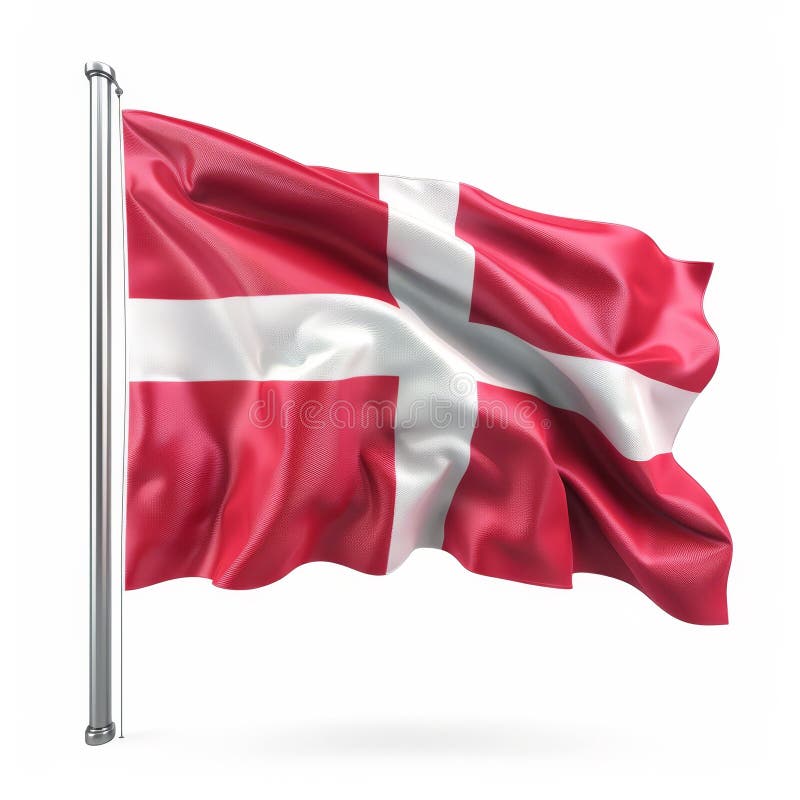 Danish Flag Waving in the Wind Stock Illustration - Illustration of ...
