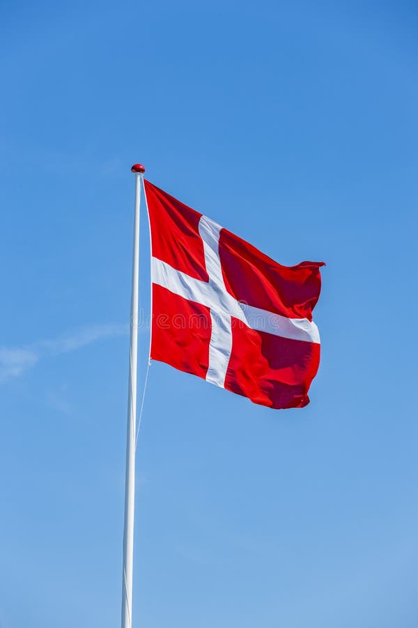 Danish flag in the wind stock image. Image of wind, sovereign - 183181271