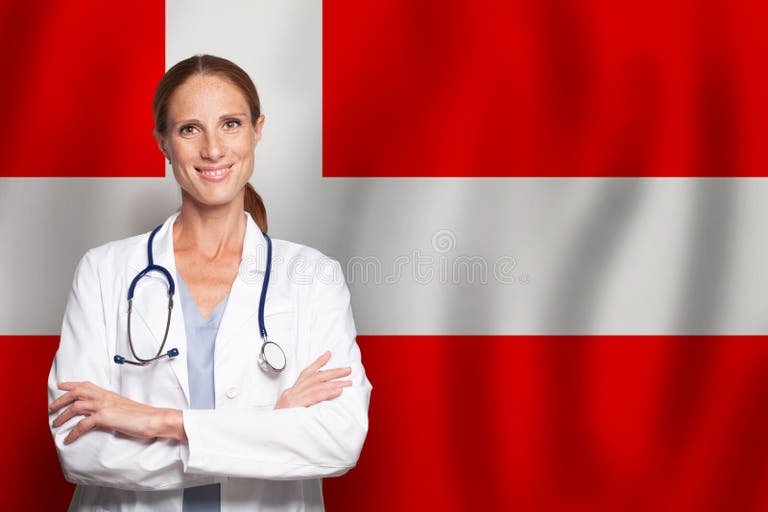 Danish General Practitioner Doctor Gp on the Flag of Denmark Stock ...