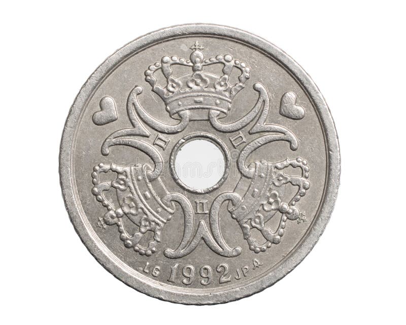 1 Danish Krone Coin Isolated on White Background Editorial Photography ...
