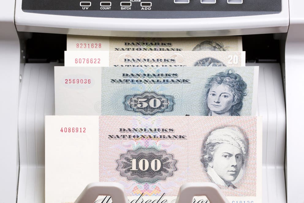 Danish Krone in the Counting Machine Stock Photo - Image of denmark ...