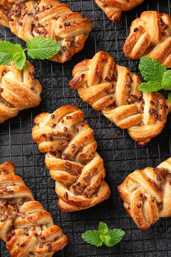 Danish Maple Syrup, Pecan Nuts Plaits Pastry Stock Photo - Image of ...