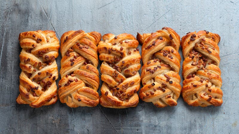 Danish Maple Syrup, Pecan Nuts Plaits Pastry Stock Photo - Image of ...