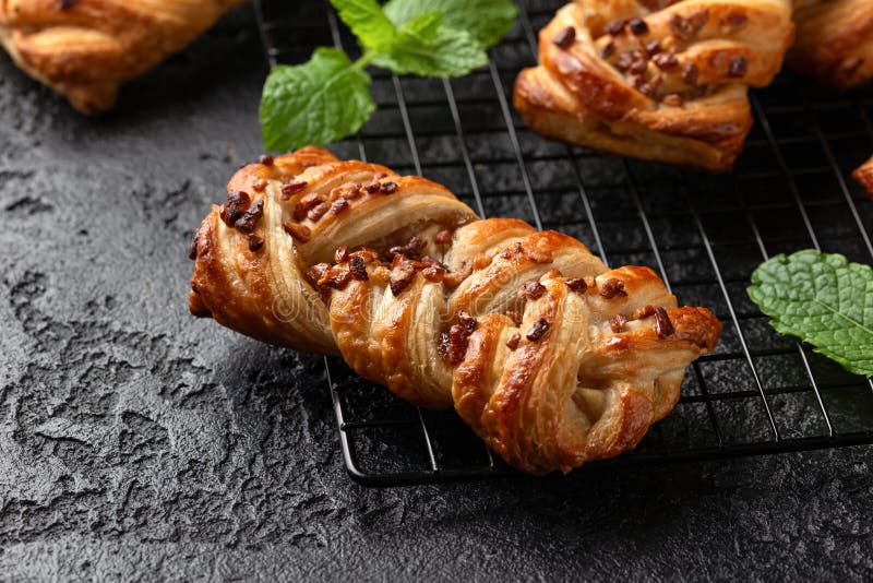 Danish Maple Syrup, Pecan Nuts Plaits Pastry Stock Image - Image of ...