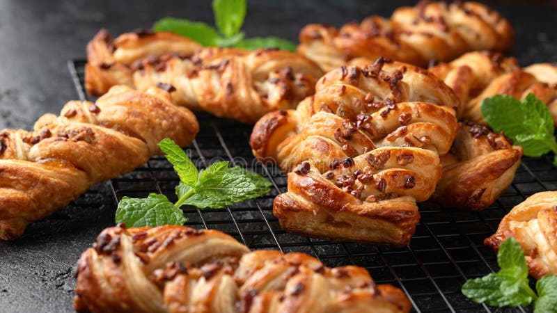 Danish Maple Syrup, Pecan Nuts Plaits Pastry Stock Photo - Image of ...