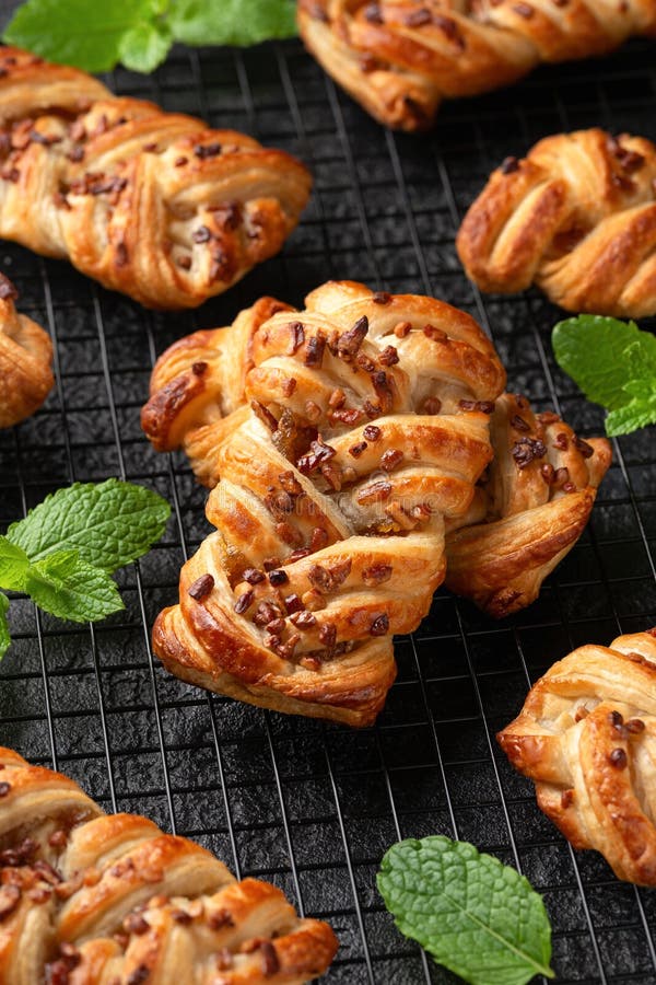 Danish Maple Syrup, Pecan Nuts Plaits Pastry Stock Image - Image of ...