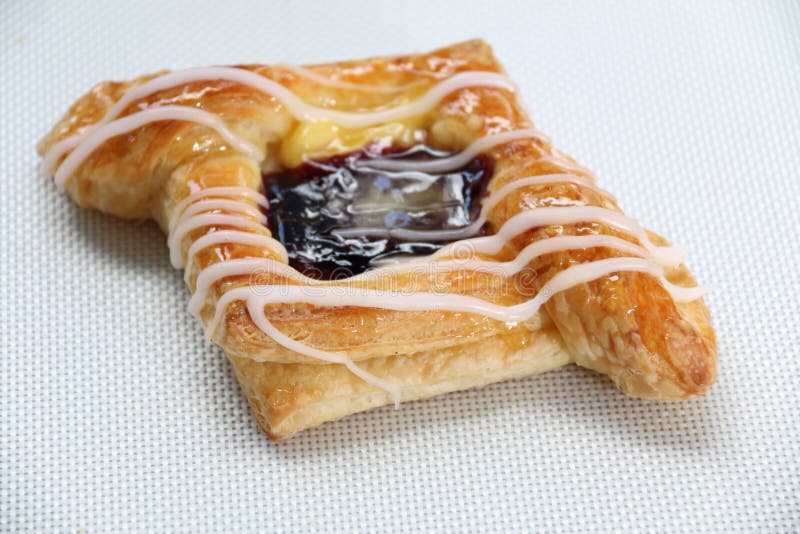 Danish Pastry with Blueberries Jam on White. Stock Photo - Image of ...