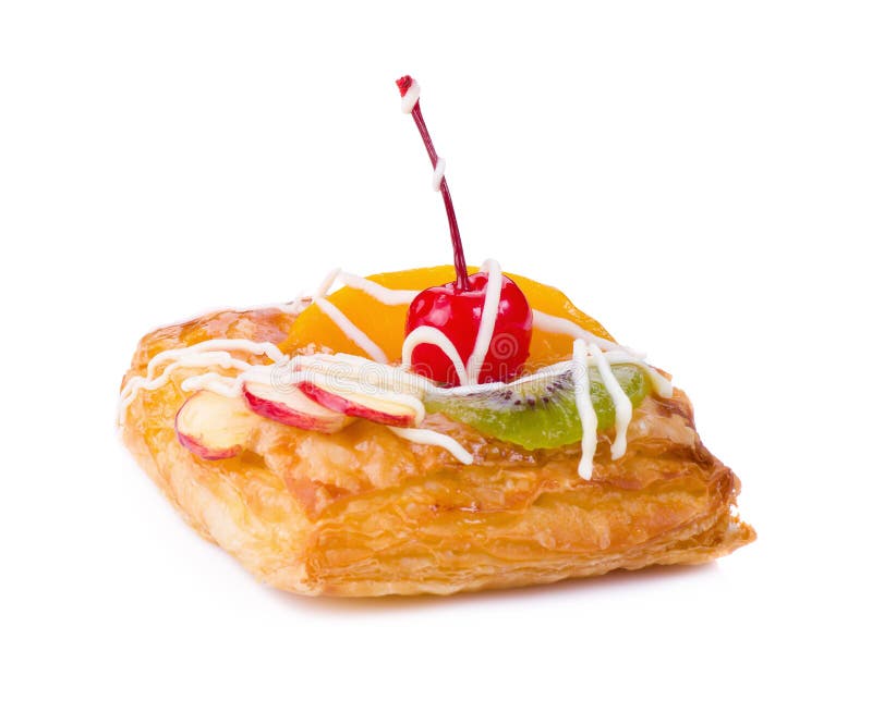 Danish Pastry with Fruits on White Background Stock Photo - Image of ...
