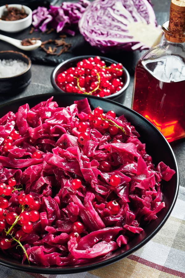 Danish Red Cabbage in a Black Bowl Stock Image - Image of rodkal ...