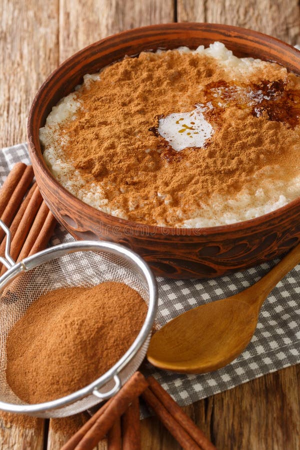Danish Rice Pudding Also Known As Risengrod with Sugar, Butter and ...