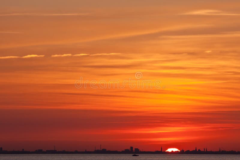 Danish sunset stock image. Image of heaven, denmark, city - 24717577