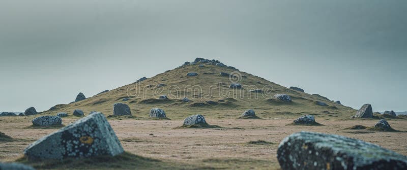 Danish Viking Burial Mound Surrounded by Ancient Stones Stock Image ...