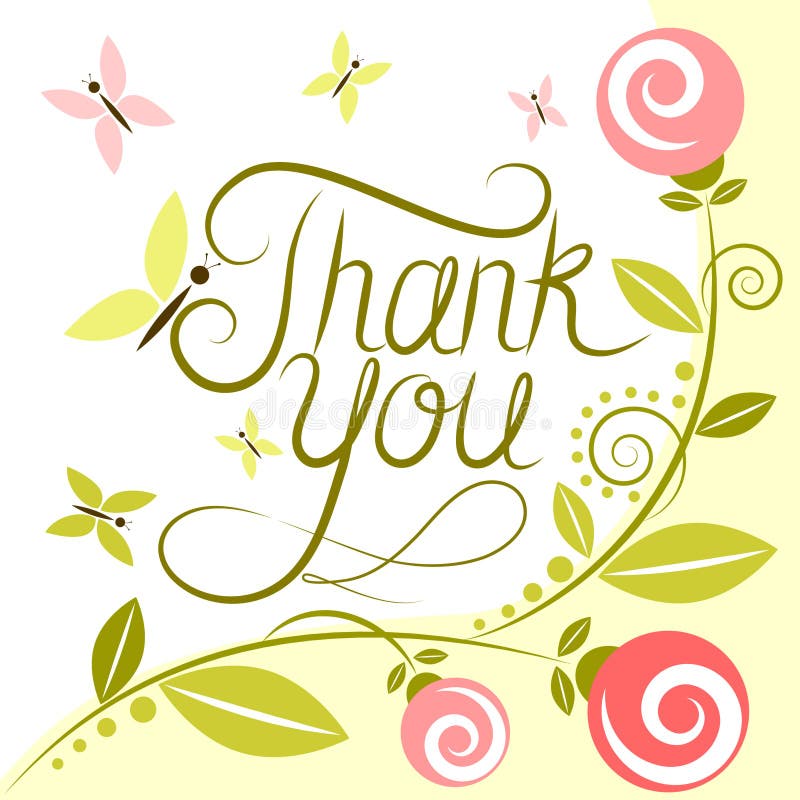 Schattige Bedankkaart Met Twee Vogels Op Een Boom Vector Illustratie ...