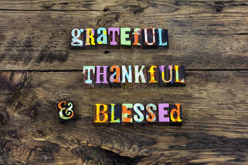 Dankbare Dankbare Gesegnete Herzliebestypographie Stockbild - Bild von ...