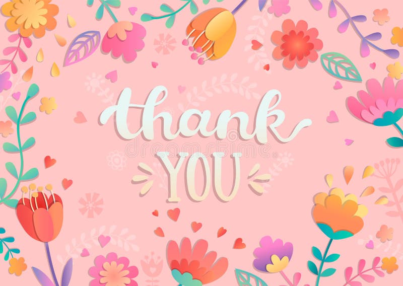Danke Handgeschriebene Beschriftung Mit Blumen Vektor Abbildung ...
