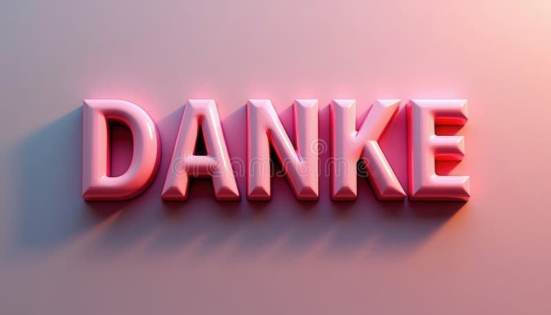 Danke Text in Bold, Shiny Pink Letters with a Soft Gradient Background ...