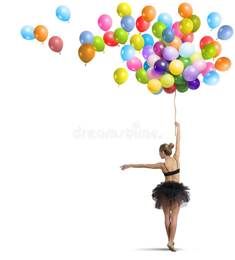 Danseres met ballonnen stock afbeelding. Image of geïsoleerd - 35888081
