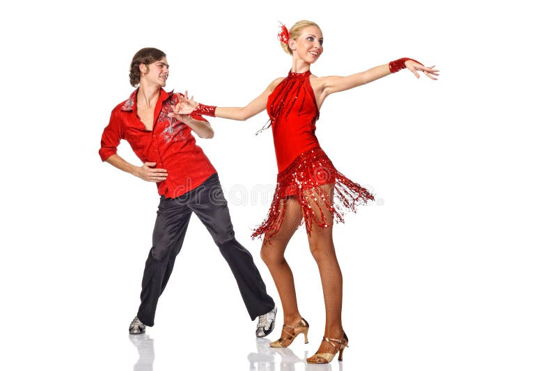 Couples Sensuels De Danse De Salsa Sur Le Fond Blanc Photo stock ...