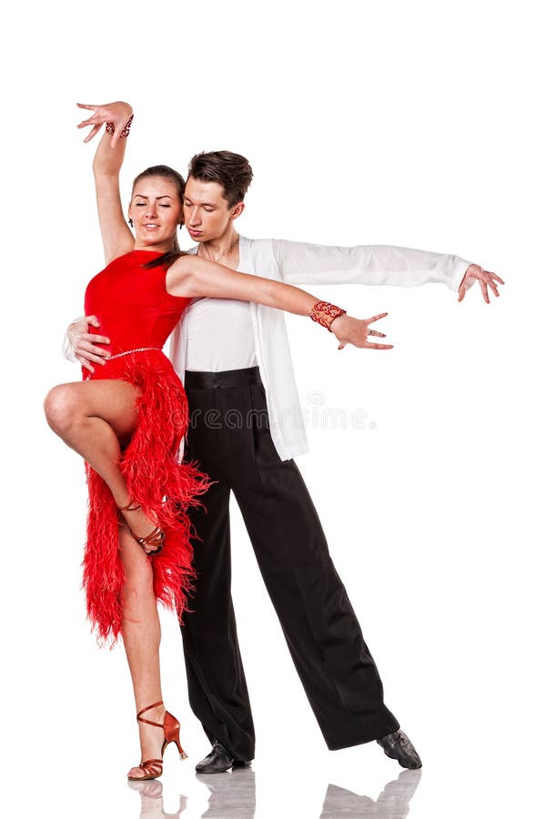 Couples Sensuels De Danse De Salsa Sur Le Fond Blanc Photo stock ...