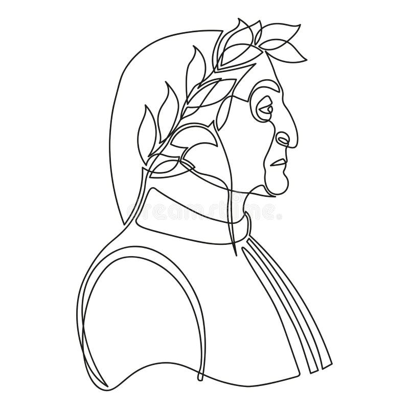Dante Alighieri Portrait Single Line Stock Vector - Illustration of ...