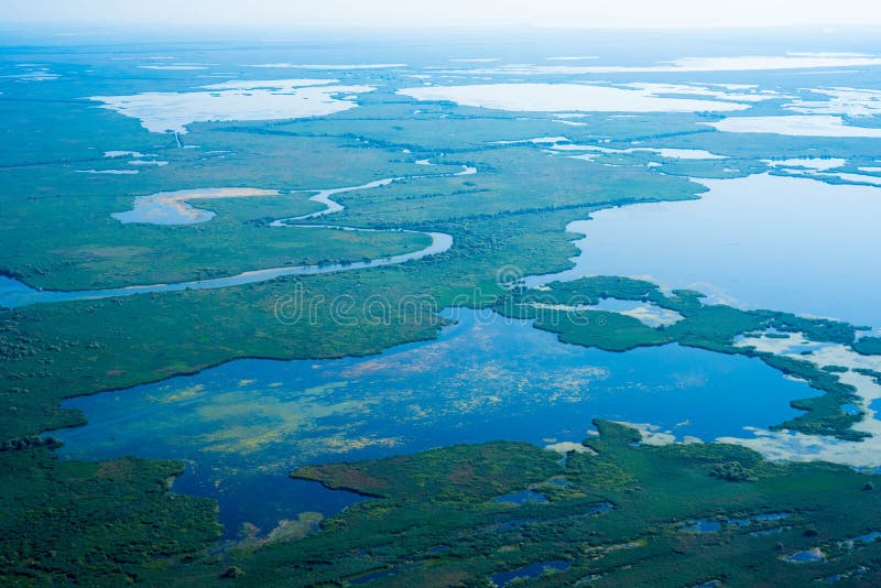 Danube Delta Aerial View Over Unique Nature Stock Photo - Image of ...