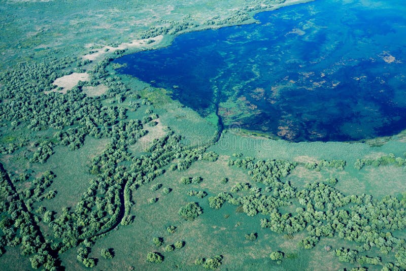 Danube Delta Aerial View Over Unique Nature Stock Image - Image of reed ...