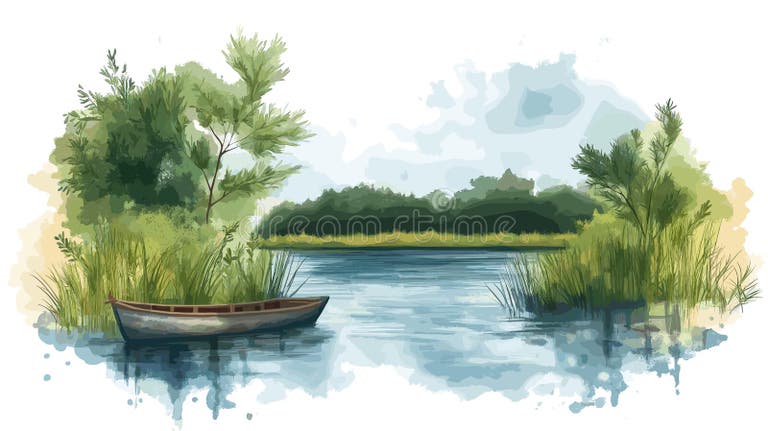 Danube Delta. Danube Delta Watercolor Vector Illustration Stock Vector ...