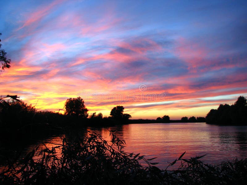 Danube Delta Sunset stock photo. Image of magnificent - 50107316