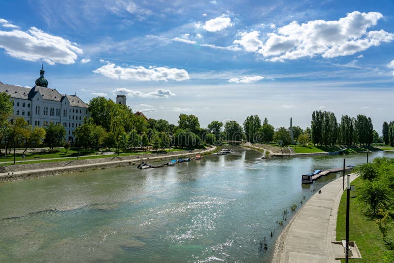 Danube and Raab Rivers Flows Together in Gyor Hungary Stock Image ...