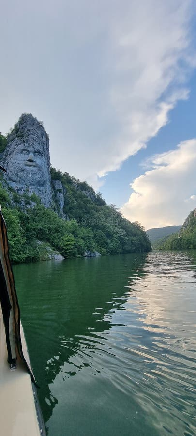 Danube River View from Romania Side with Decebal Head Stock Photo ...