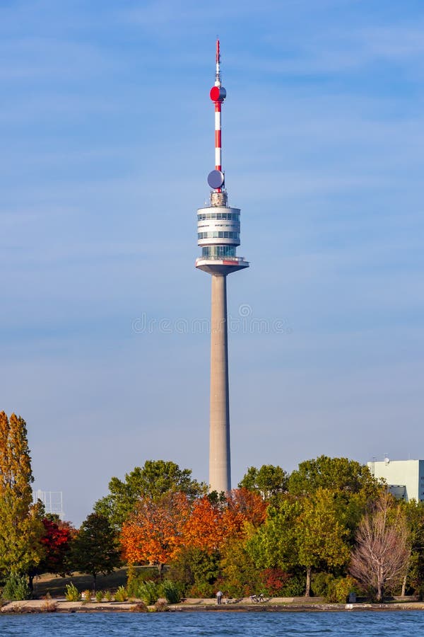 Danube Tower Vienna with Restaurants on Top and Cityview Editorial ...