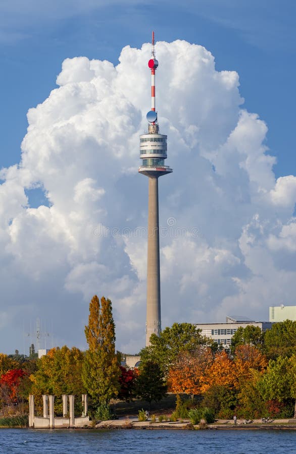Danube Tower Donauturm in Autumn, Vienna, Austria Stock Photo - Image ...