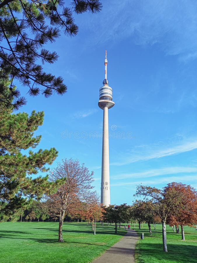 The Danube Tower in Vienna stock photo. Image of travel - 261185936