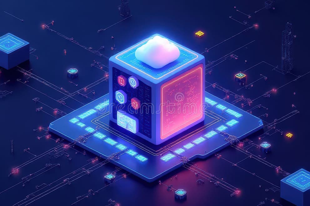 Dapp Hosting Tech Illustrated Via Focused Imagery Stock Illustration ...