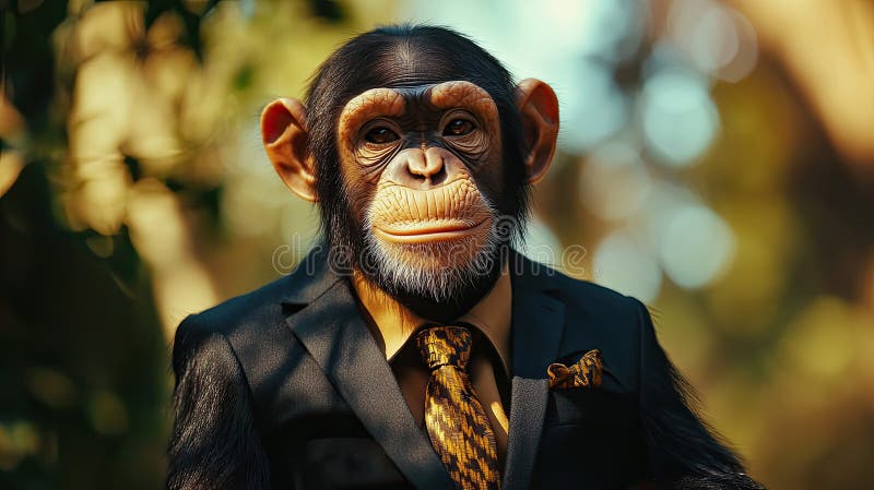 Dapper Ape in a Suit Strikes a Confident Pose Stock Illustration ...