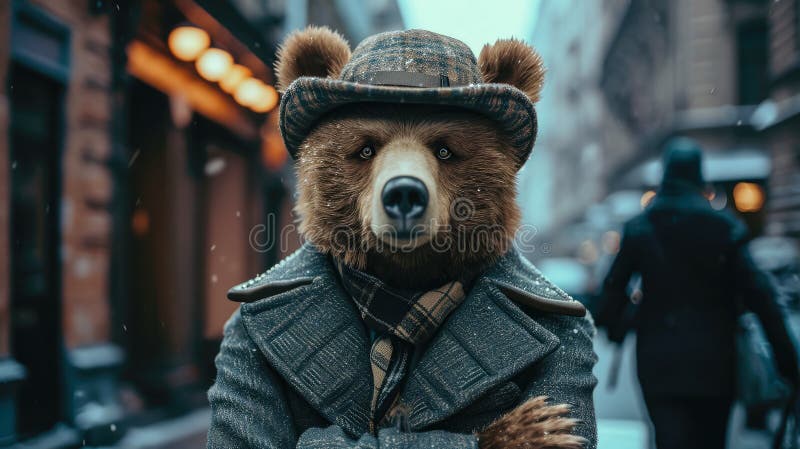 Dapper bear struts through stock image. Image of dressy - 313160209