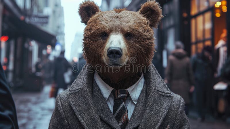 Dapper bear struts through stock illustration. Illustration of dressy ...