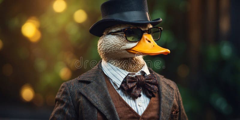 Dapper Duck with Glasses and Victorian Outfit. Stock Illustration ...