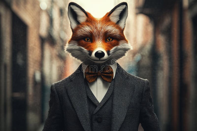 A Dapper Fox Dressed in a Sharp 1920s Tailored Suit, Complete with a ...