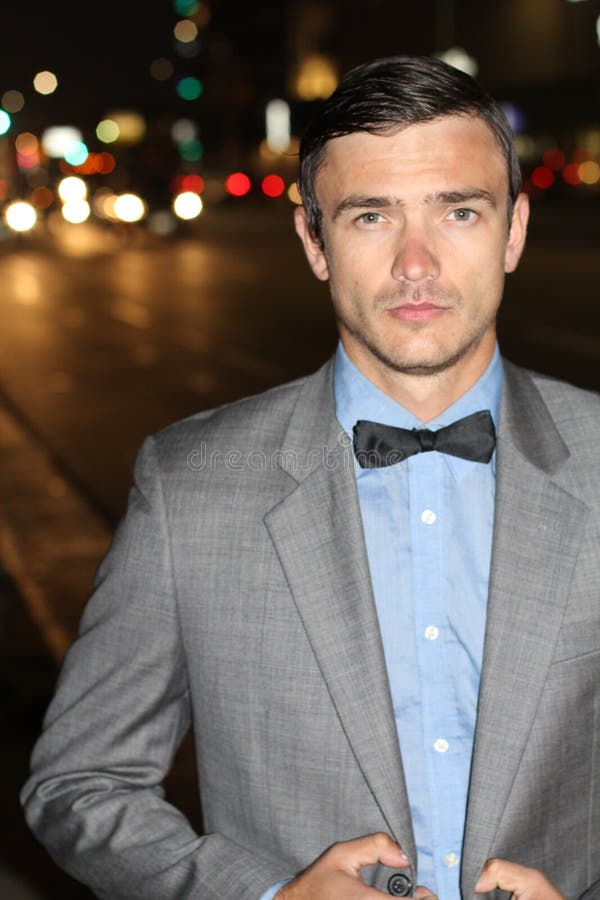 Dapper Gentleman Outside at Night in the City Stock Image - Image of ...