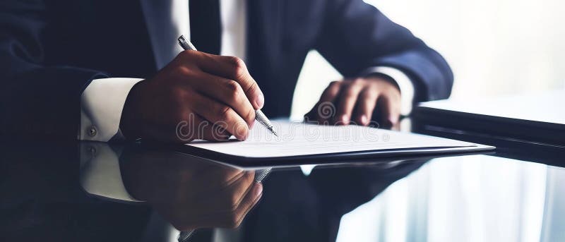 A Dapper Gentleman in a Suit Concentrating on Writing Important Notes ...
