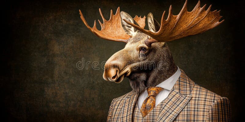 Dapper Moose in Suit, a Striking Portrait of an Anthropomorphic Moose ...