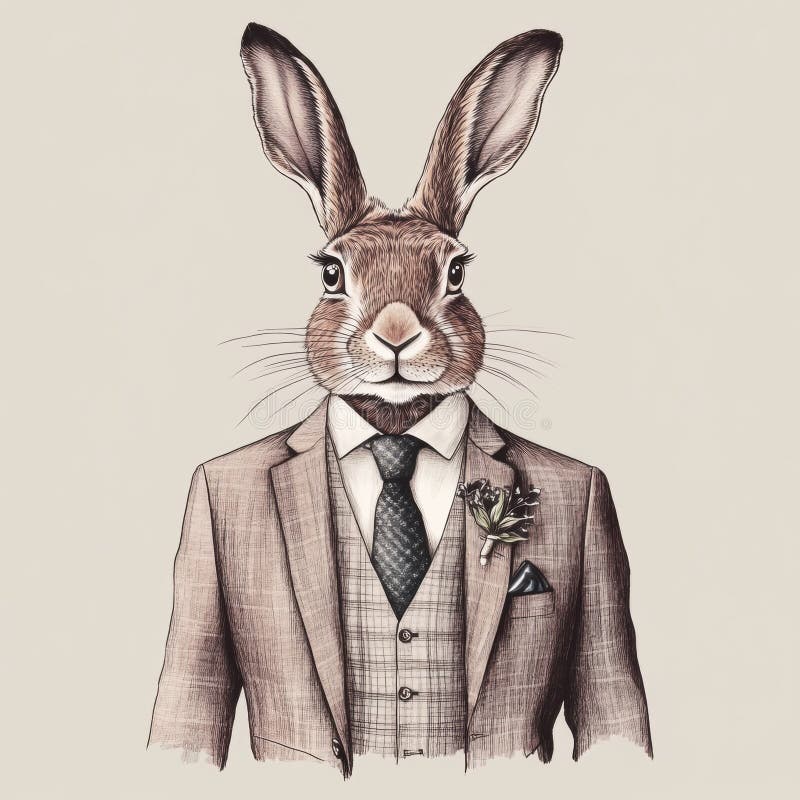 Dapper Rabbit Dressed in a Suit and Tie Stock Illustration ...