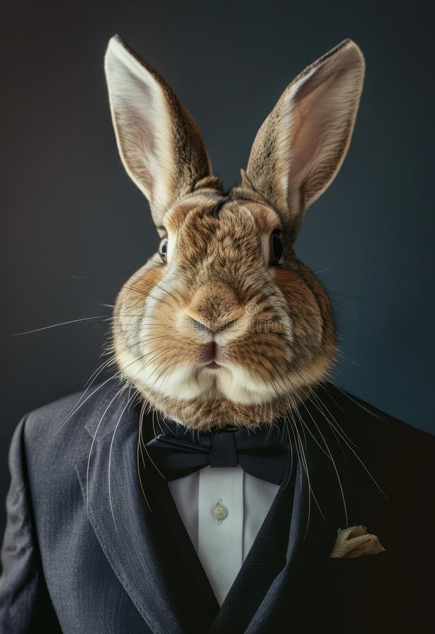 Dapper Rabbit in Formal Attire Stock Illustration - Illustration of ...